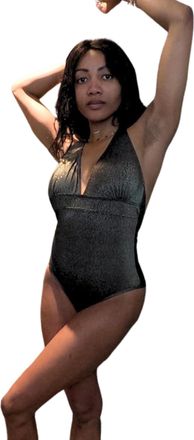 Haute Pression Haute pression Damen Floride Maillot de Bain 1 Pièce Menstruel Femme Badeanzug, Schwarz, 44-48