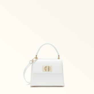 Furla 1927 Henkeltasche Mini Panna Weiß Strukturiertes Leder Damen