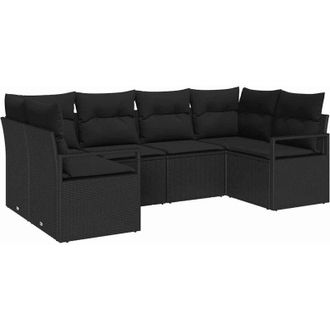 vidaXL Garten-Sofa-Set mit Kissen mit Speicher 6 pcs Schwarz vidaXL