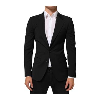 Dolce & Gabbana Staff Ma&szlig;geschneiderter Zweiknopf-Anzugjacke Blazer - - Jackets - Herren - Schwarzk - XS