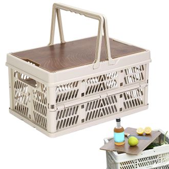 Generico Camp Box: Faltbarer Aufbewahrungskorb, stapelbarer Organizer-Korb, robustes Griff-Design, abnehmbarer Deckel, langlebig, tragbare Aufbewahrung f&uuml;r Aut