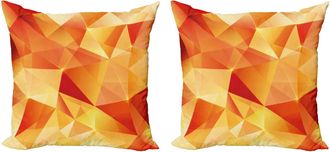 Abakuhaus Abstrakt Kissenbezug Set (2Stück), Orange Triangles Kunst, doppelseitiges Digitaldruckdekor mit Reißverschluss, 45 cm, Orange und Gelb
