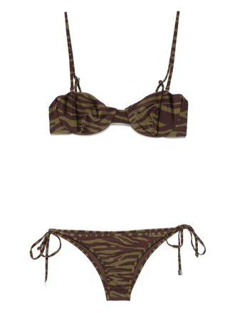 The Attico bikini à motif zébré - Vert