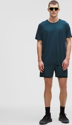 lululemon Fast and Free Lined Running Short 5 f&uuml;r M&auml;nner - Gr&ouml;&szlig;e 2XL in Indochine Blue