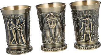 BESTONZON 3stücke Weingläser Aus Antike Totem-cocktailbecher Für Spirituosen Elegante Robuste Trinkbecher Für Zuhause Bronzefarben