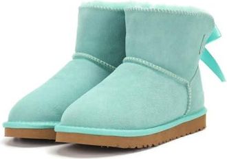 Generic QXDZSW Bottes dhiver chaudes avec noeud pour femme Taille 34-45, Vert lac, 38.5 EU