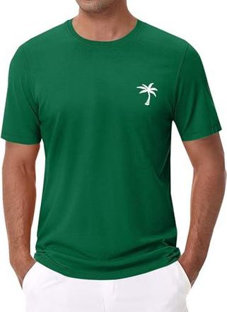 Generic T-shirt décontracté élégant à manches courtes pour homme - Col rond - Léger - Séchage rapide - Pour le sport et la course à pied, Vert, 5XL