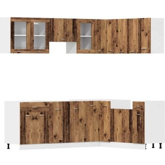 vidaXL vidaXL 11-tlg. K&uuml;chenschrank-Set Lyon Altholz-Optik Holzwerkstoff