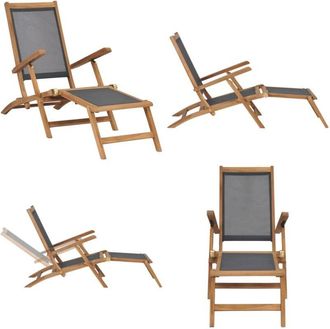 vidaXL Vidaxl - Liegestuhl mit Fußteil Massivholz Teak Schwarz - Teakholzmöbel - Gartenliege - Sonnenliege - Liege - Outdoormöbel - Home & Living