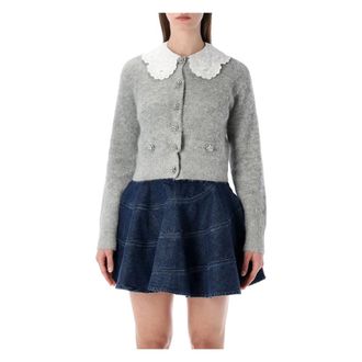 Self Portrait Femme, Pulls, Gris, Taille: 42 FR Cardigan Col Romantique