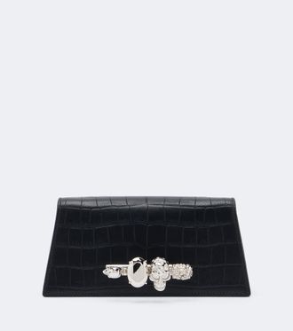 Alexander McQueen Pochette Jewelled en cuir fa&ccedil;on croco