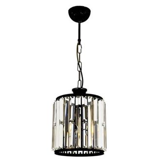 Opviq Modern Chandelier with Metal Body & Crystal Cap, 70 cm Height, 20 cm Diameter, Black & Gold | E27 Socket, Max 40W | Glamorous Industrial Design for Ho
