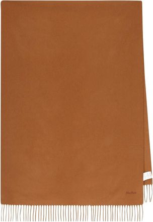 Max Mara écharpe frangée à logo brodé - Marron