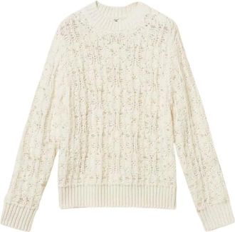 Twinset Rundhals-Pullover mit Perlenbesatz - - Knitwear - Damen - Wei&szlig; - S