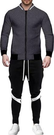 Generic Survêtement décontracté 2 pièces pour homme avec fermeture éclair intégrale, veste universitaire, survêtement de sport de plein air, survêtement dauto