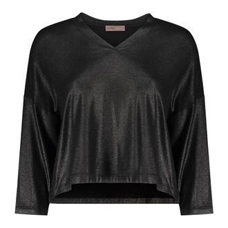 Herno V-Ausschnitt Viskose Top - - Tops - Damen - Schwarzk - S
