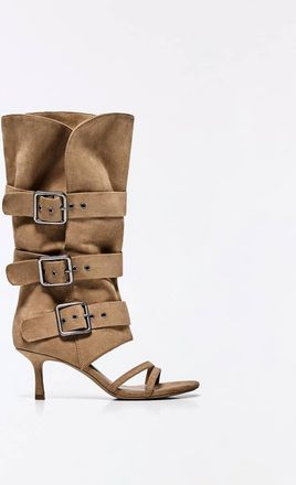 Bershka Sandales &agrave; talon et boucles - Beige-Neutre