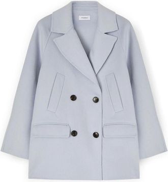 Motivi Femme, Manteaux, Bleu, Taille: 42 FR Manteau crois&eacute; en double m&eacute;lange de laine