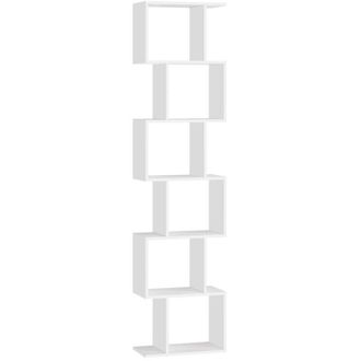 Vasagle Vasagle - Biblioth&egrave;que, &Eacute;tag&egrave;re &agrave; 6 Niveaux, 24 x 40 x 191 cm, Meuble de rangement, Cloison S&eacute;parateur, Moderne, pour Salon, Chambre, Bureau, Blanc
