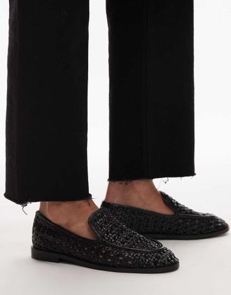 Topshop Connor - Loafer aus schwarzem Echtleder im Webdesign