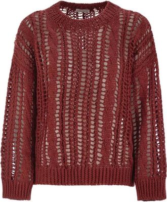 Brunello Cucinelli Femme, Pulls, Rouge, Taille: 38 FR Maille Ras du Cou