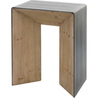 Hhg Neuwertig] Konsolentisch HHG 611, Telefontisch Beistelltisch Tisch, Industrial Massiv-Holz mvg, 80x60x40cm natur mit Metall-Optik