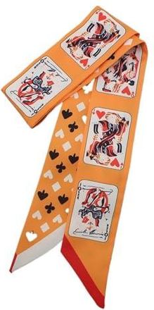 Generic &Eacute;charpe imprim&eacute;e europ&eacute;enne pour femme - Accessoire polyvalent pour cheveux et poign&eacute;e de sac, jaune, 88x5cm