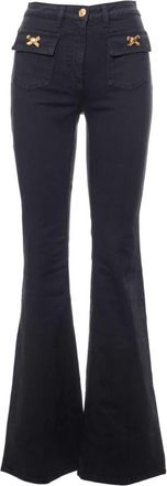 Elisabetta Franchi Femme, Jeans, Noir, Taille: W26 Pantalon en coton avec noeuds orn&eacute;s de bijoux