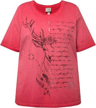 Ulla Popken T-Shirt T-Shirt Hirsch Classic Rundhals Halbarm