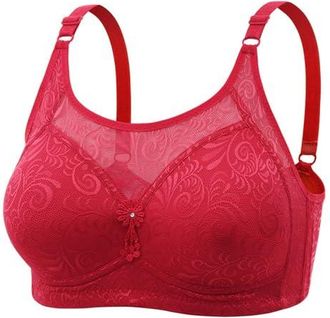Generic Soutien-gorge confortable ElleBloom 2026 pour femme avec fil affaiss&eacute; en dentelle, Rouge, 66
