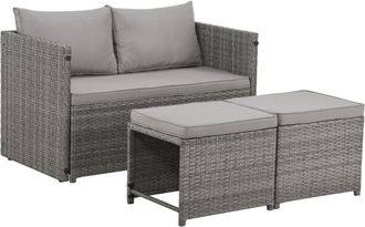 SVITA ATHINA Sitzgruppe Outdoor Gartenm&ouml;bel Set Balkonm&ouml;bel Polyrattan Grau
