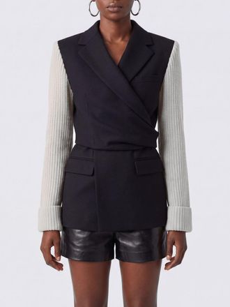 Dries Van Noten Blazer court en laine style peignoir &agrave; revers en pointe