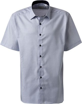 Eterna Herren Kurzarmhemd blau Baumwolle