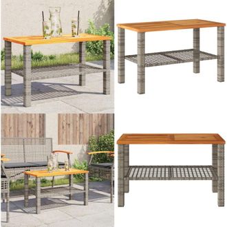 vidaXL Vidaxl - Gartentisch Grau 70x38x42 cm Poly Rattan Akazienholz - Gartentisch - Esstisch - Terrassenm&ouml;bel - Gartenm&ouml;bel - Rattan Tisch - Home & Living