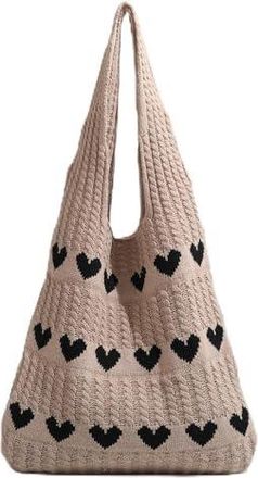 Generic Sacs à main au crochet pour femme - Sac fourre-tout en tricot - Grande capacité - Sac à main décontracté - Sac à main à bandoulière - Sacs à bandouliè
