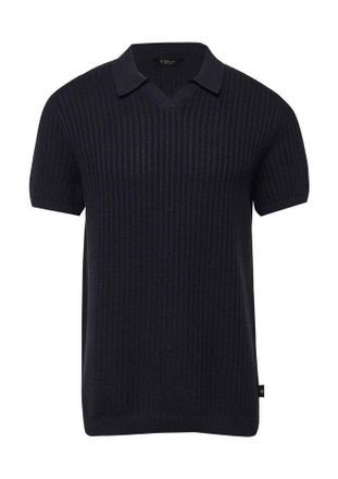 s.Oliver Kurzarmpullover Strickpullover Strukturiertes Strick-Polo mit Rippb&uuml;ndchen