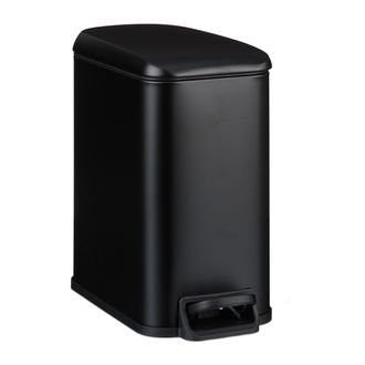 Relaxdays M&uuml;lleimer Bad, 5 l, Kosmetikeimer mit Soft-Close, matte Optik, entnehmbarer Inneneimer, Treteimer, schwarz