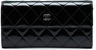 Chanel Portemonnaie - Large CC Quilted Patent Flap Wallet - Gr. unisize - in Schwarz - f&uuml;r Damen