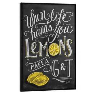 artboxONE Poster mit schwarzem Rahmen 60x40 cm Statements & Quotes Typografie Gin and Tonic - Bild gintonic