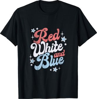 Trendy Apparel 4th of July Red White & Blue Sparkling Stars T-Shirt