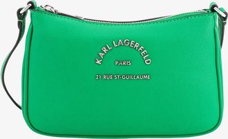Karl Lagerfeld Leather shoulder bag with frontal metal logo - KARL LAGERFELD - gender_Woman