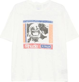 Rhude T-shirt Logo Slub - Homme - Tops - Blanc - Taille: L