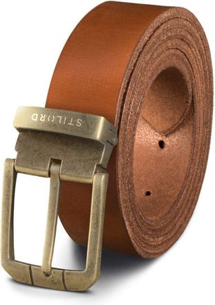 STILORD Ledergürtel Herren 80-130 cm Kürzbar Echtes Vintage Büffel-Leder Männer Schnalle, Farbe:veneto - braun | Schnalle antik - bronzen V, Größe:Universal 8