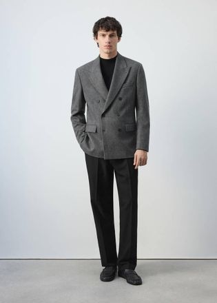 Mango Blazer crois&eacute; coupe slim gris - Homme - 46 - MANGO MAN