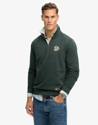 Superdry Athletic - Sweat &agrave; demi-fermeture &eacute;clair - Vert aigle