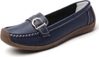 Generic Mocassins à Jambes Larges pour Femmes, Mocassins, Chaussures de Marche Confortables à Enfiler et Chaussures de Conduite,Dark Blue,39 EU