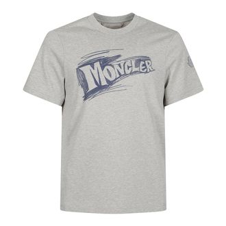 Moncler Homme, Tops, Gris, Taille: XL T-shirt &agrave; logo