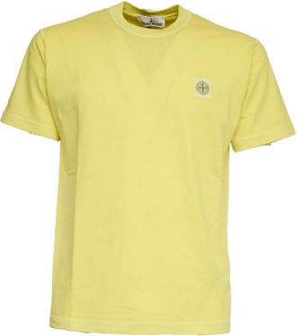 Stone Island Homme, Tops, Jaune, Taille: XL T-shirt en coton &agrave; col rond