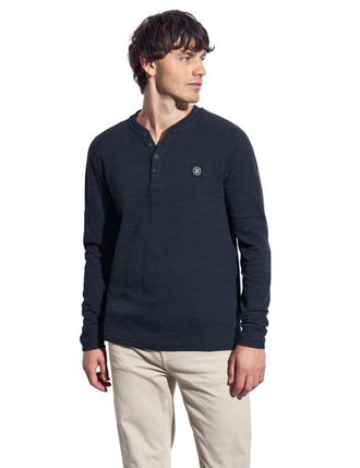 Street One Men Herren Softes Slub Henleyshirt