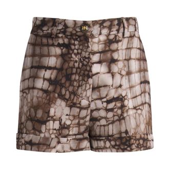 Elisabetta Franchi Femme, Shorts, Brun, Taille: 38 FR Short L&eacute;ger en Jersey avec Imprim&eacute; Alligator